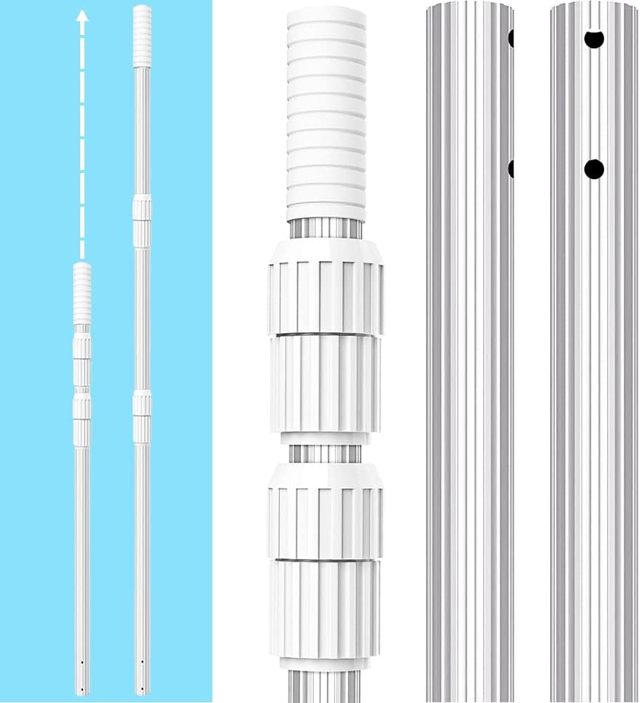 15FT Pool Pole Telescopic - Thicken 1.3mm Aluminum Heavy Duty ...