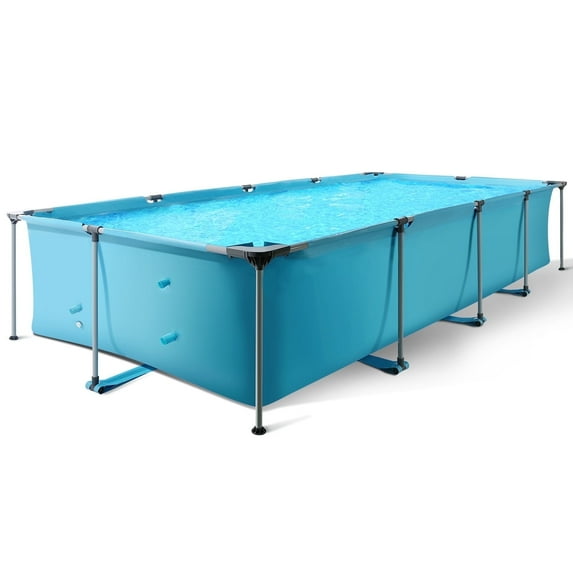 Naipo 15FT Rectangular Metal Frame Above Ground Swimming Pool, Durable ...