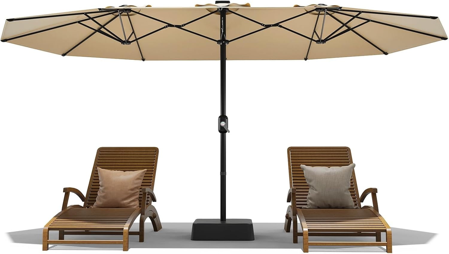 15FT Rectangular Patio Umbrella With Base Included, Outdoor Double ...