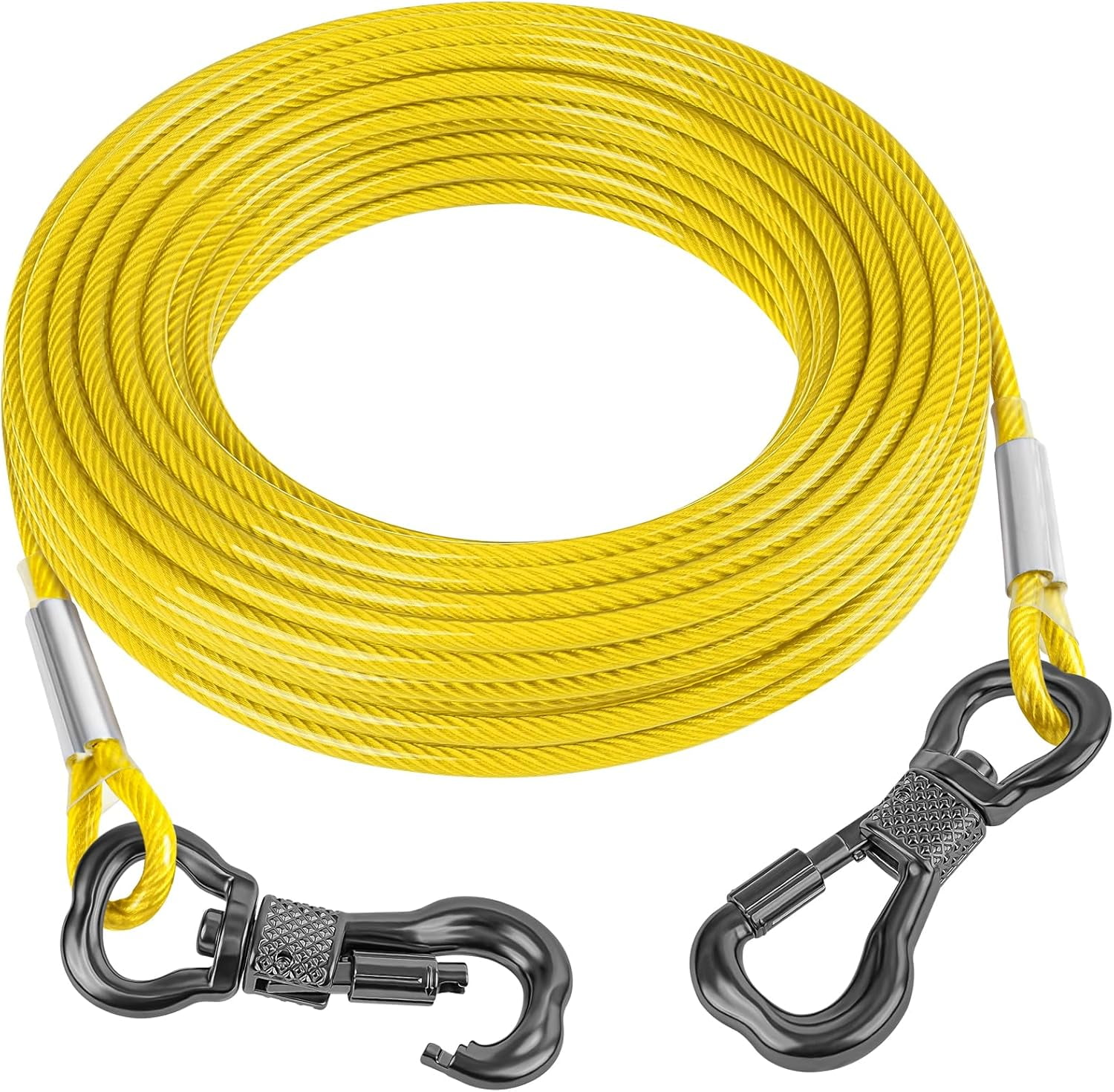 15FT Reflective Tie Out Cable for Dogs Up to 250 Pounds, Steel Wire ...