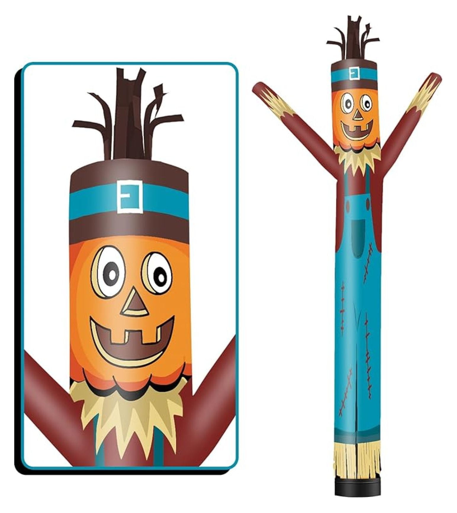 15FT Tall Pumpkin Scarecrow Inflatable Tube Man (18''Diameter) Wacky ...