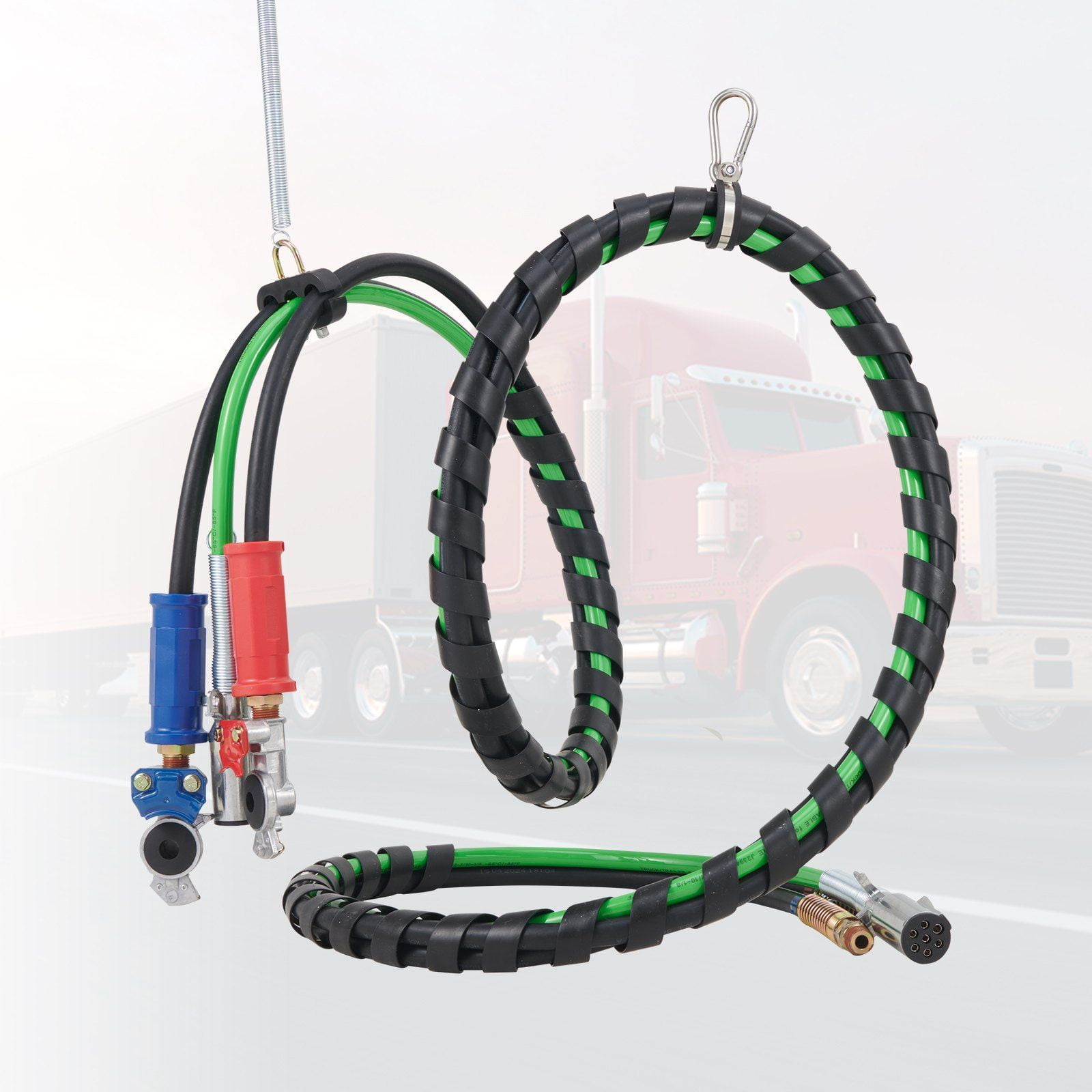 15FT Tractor Trailer Air Hose Kit - Includes 2 Gladhand Couplers, 7-Way ...
