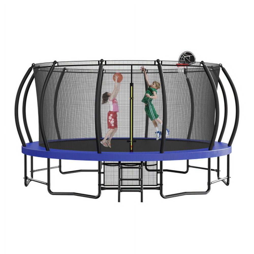 Free Shipping! Leumius 15FT Outdoor Trampoline with Ladder, Basketball ...