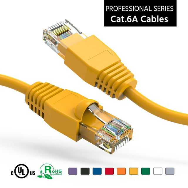 15Ft Cat6A UTP Ethernet Network Booted Cable Yellow - Walmart.com
