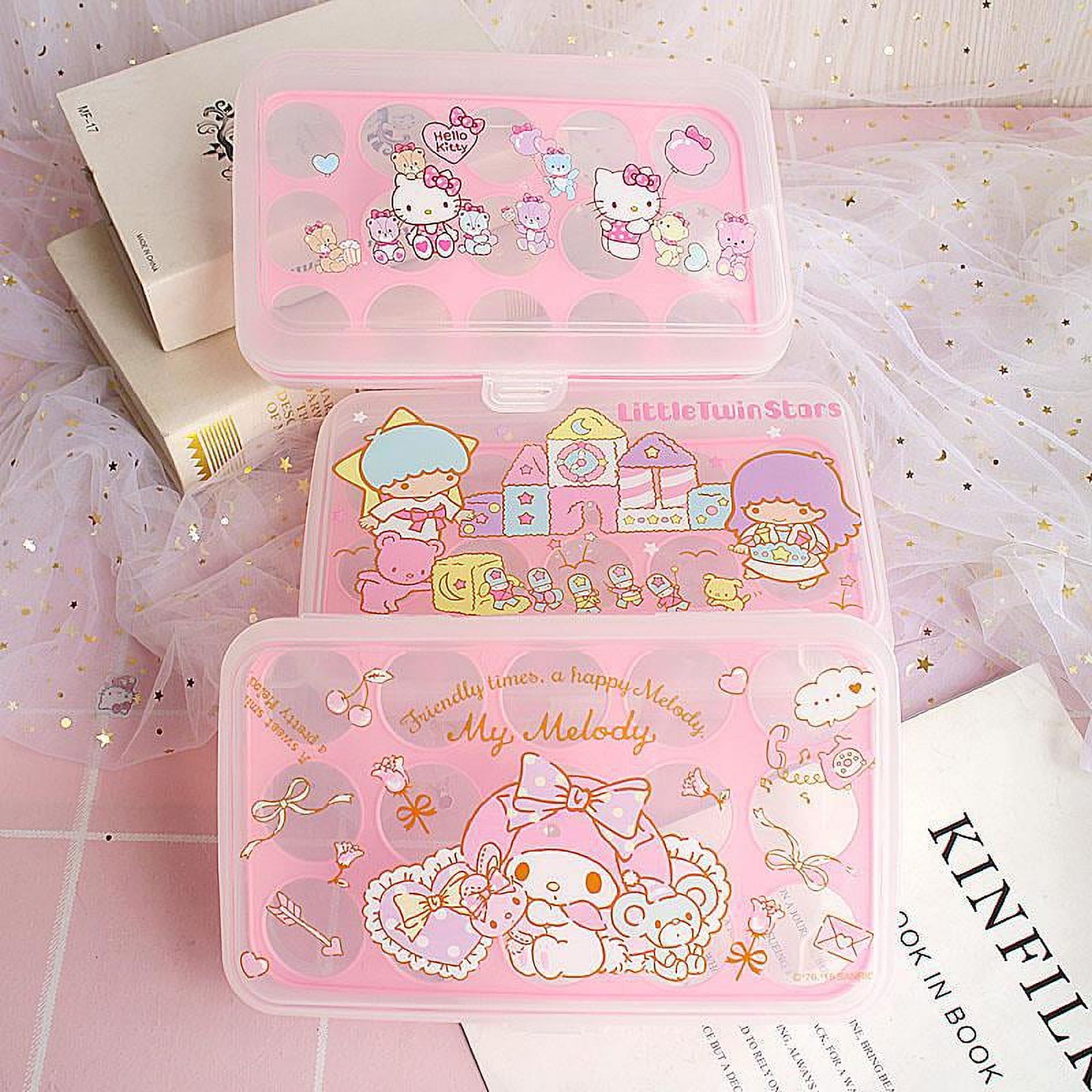 15Grid Hello Kitty Transparent Egg Preservation Box Cartoon Little Twin ...