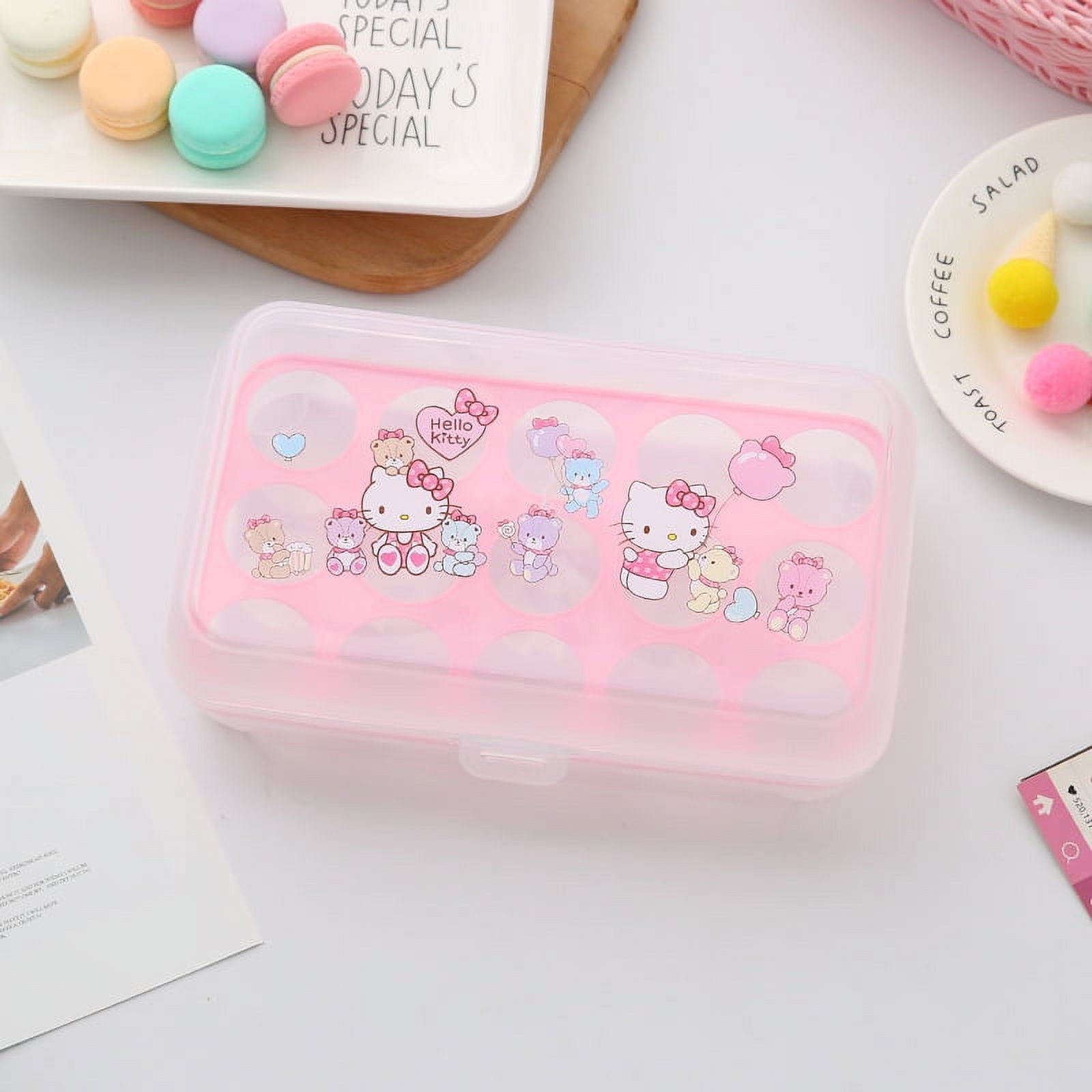 15Grid Hello Kitty Transparent Egg Preservation Box Cartoon Little Twin ...