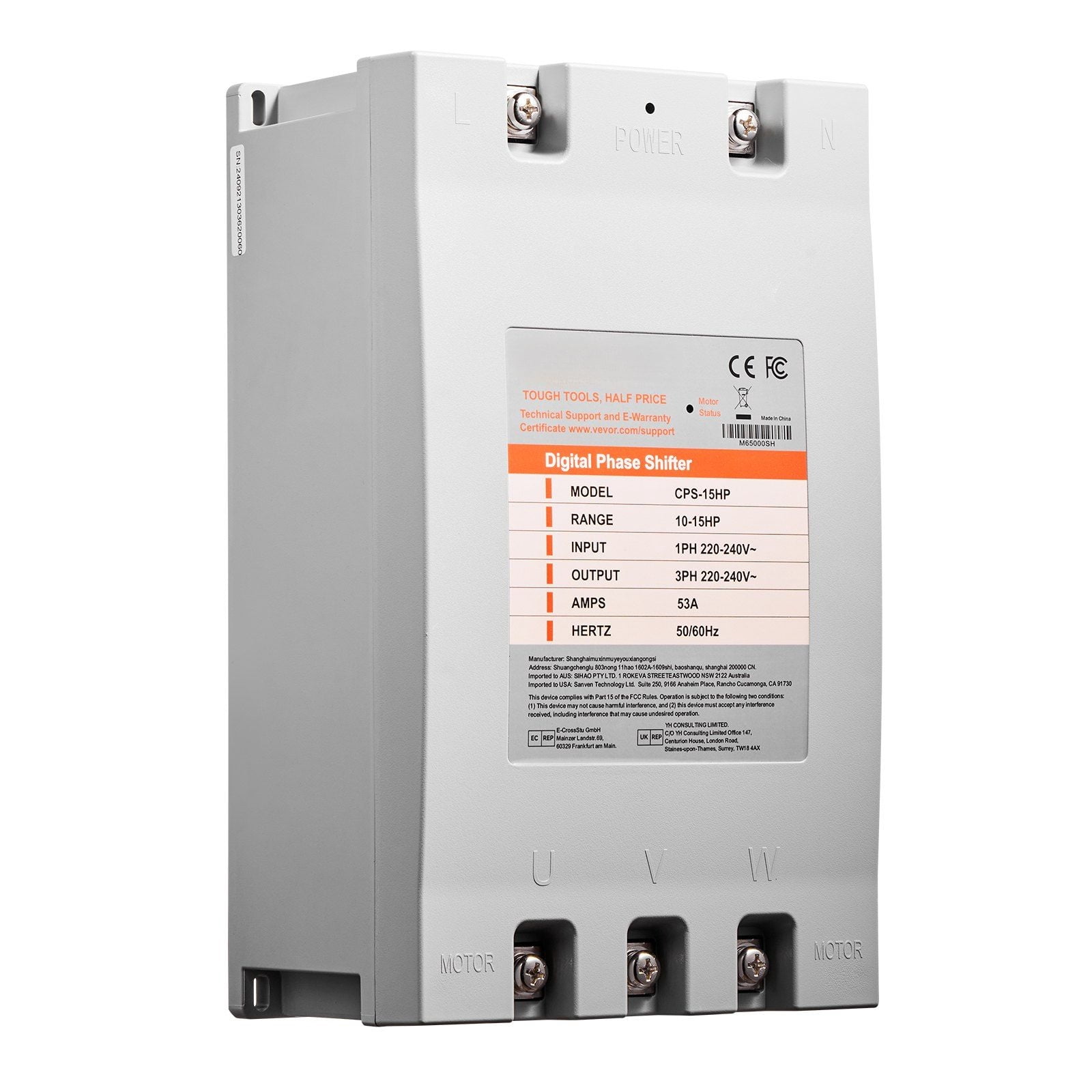 15HP 3 Phase Converter - 53A 220V Single to 3 Phase 240V Output - Heavy ...