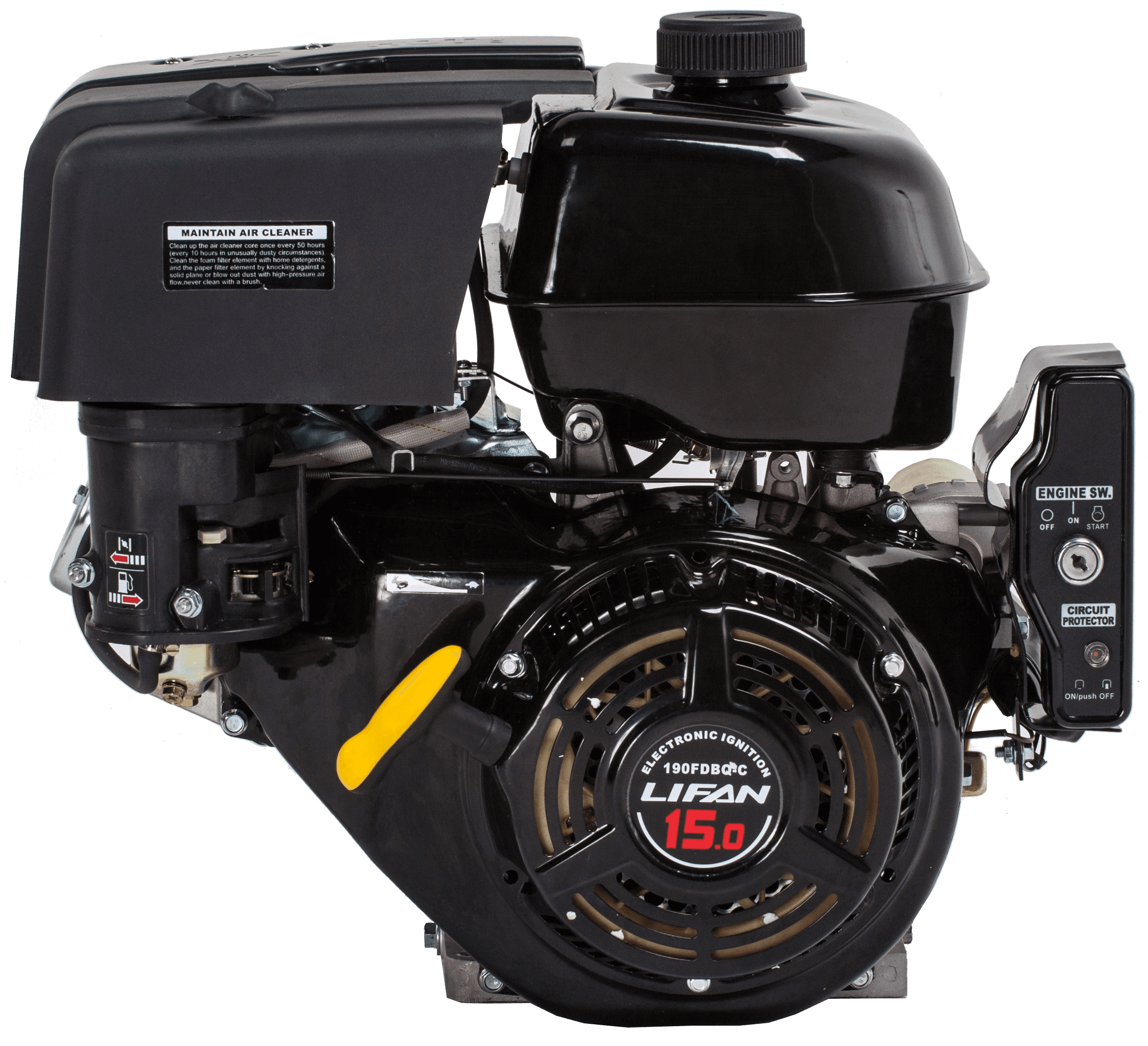 15HP Electric and Recoil Start Horizontal Shaft Engine with 18 amp ...