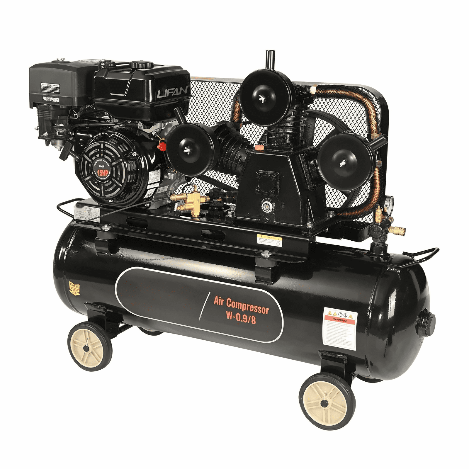 15HP Gas Air Compressor, 30 Gallon, 33CFM@115PSI - Portable Gas Powered ...