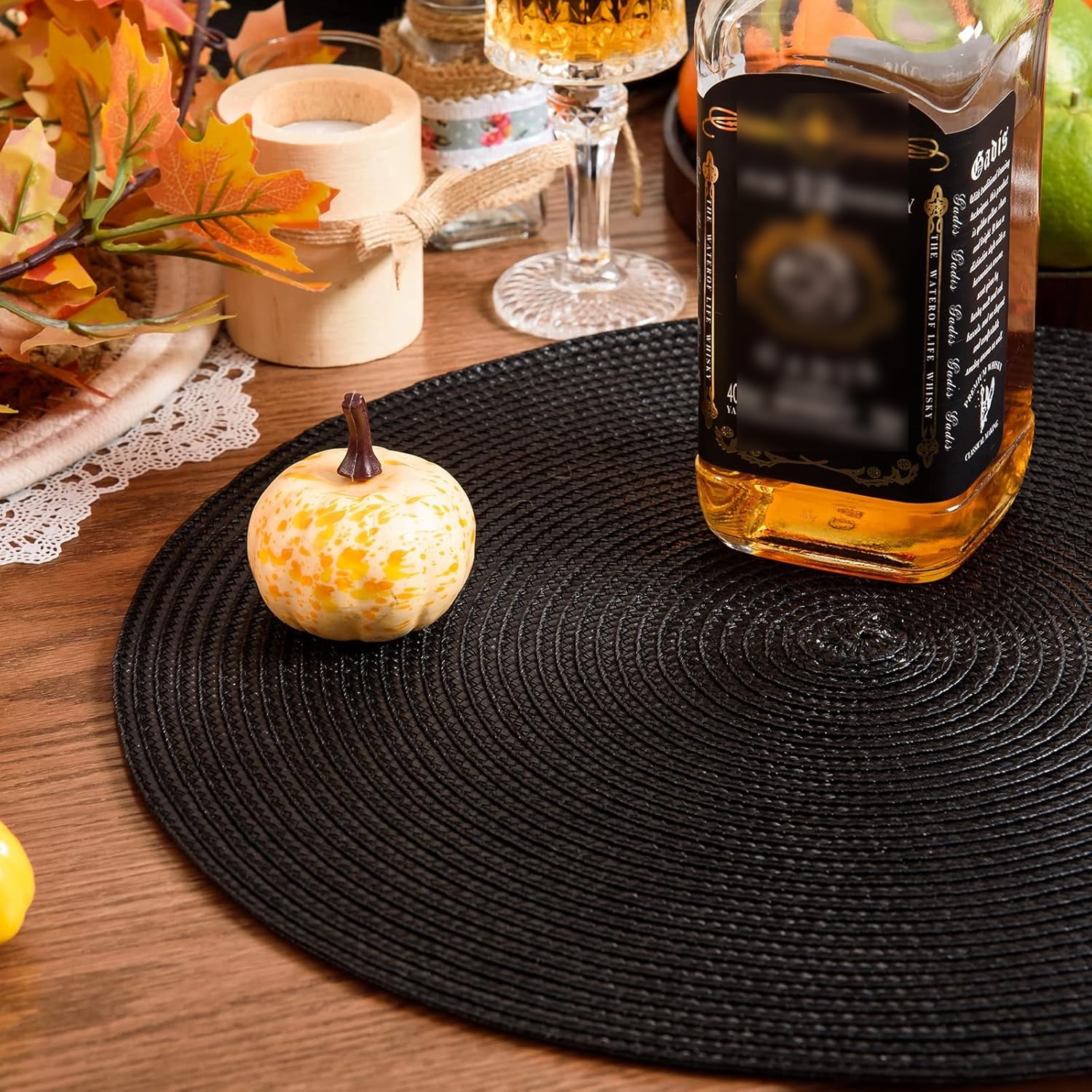 15IN Round Woven Placemats, 5Pcs Rattan Placemats with 5Pcs Napkin ...