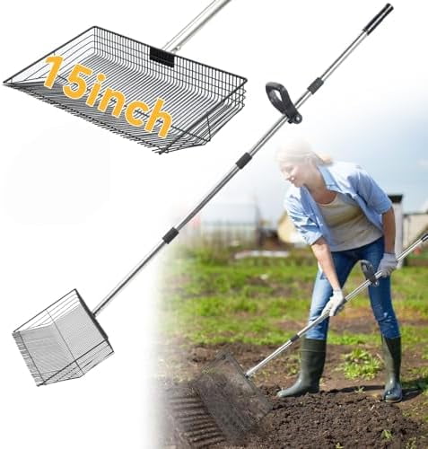15In Large Chicken Poop Scooper for Sand & Coop Rake, 2-in-1 Adjustable ...