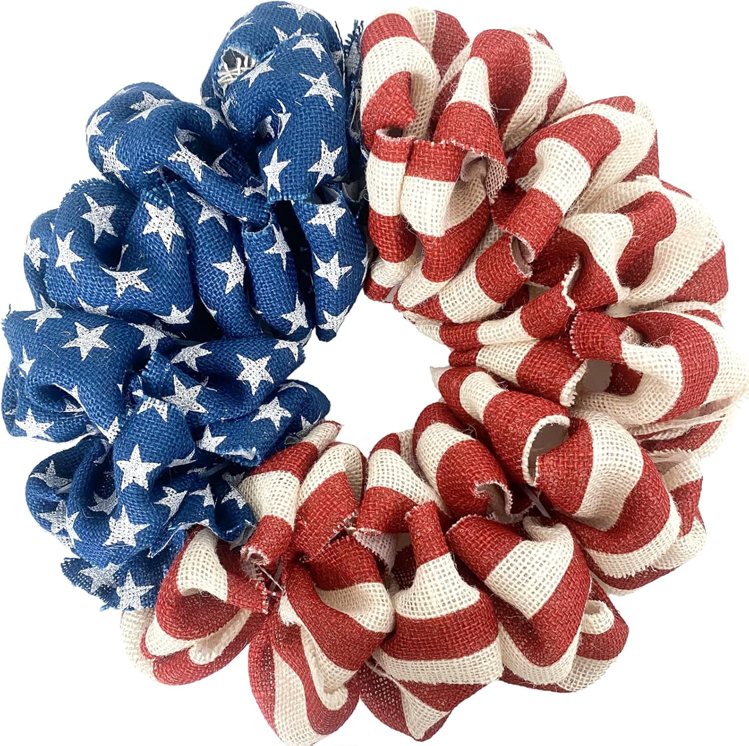 15Inch Patriotic Burlap Wreath, 4th of July Summer Burlap Stripe and ...