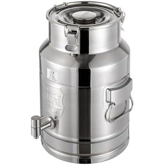 15L/4gal Milk Can with Spigot - 304 Stainless Steel Milk Can Water ...