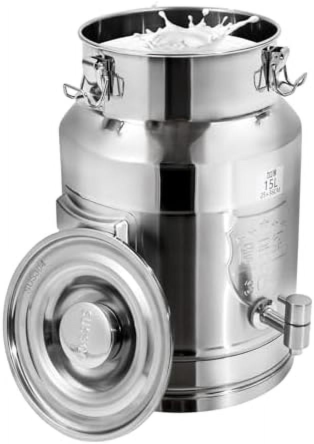 15L/4gal Milk Can with Spigot - 304 Stainless Steel Water Dispenser ...