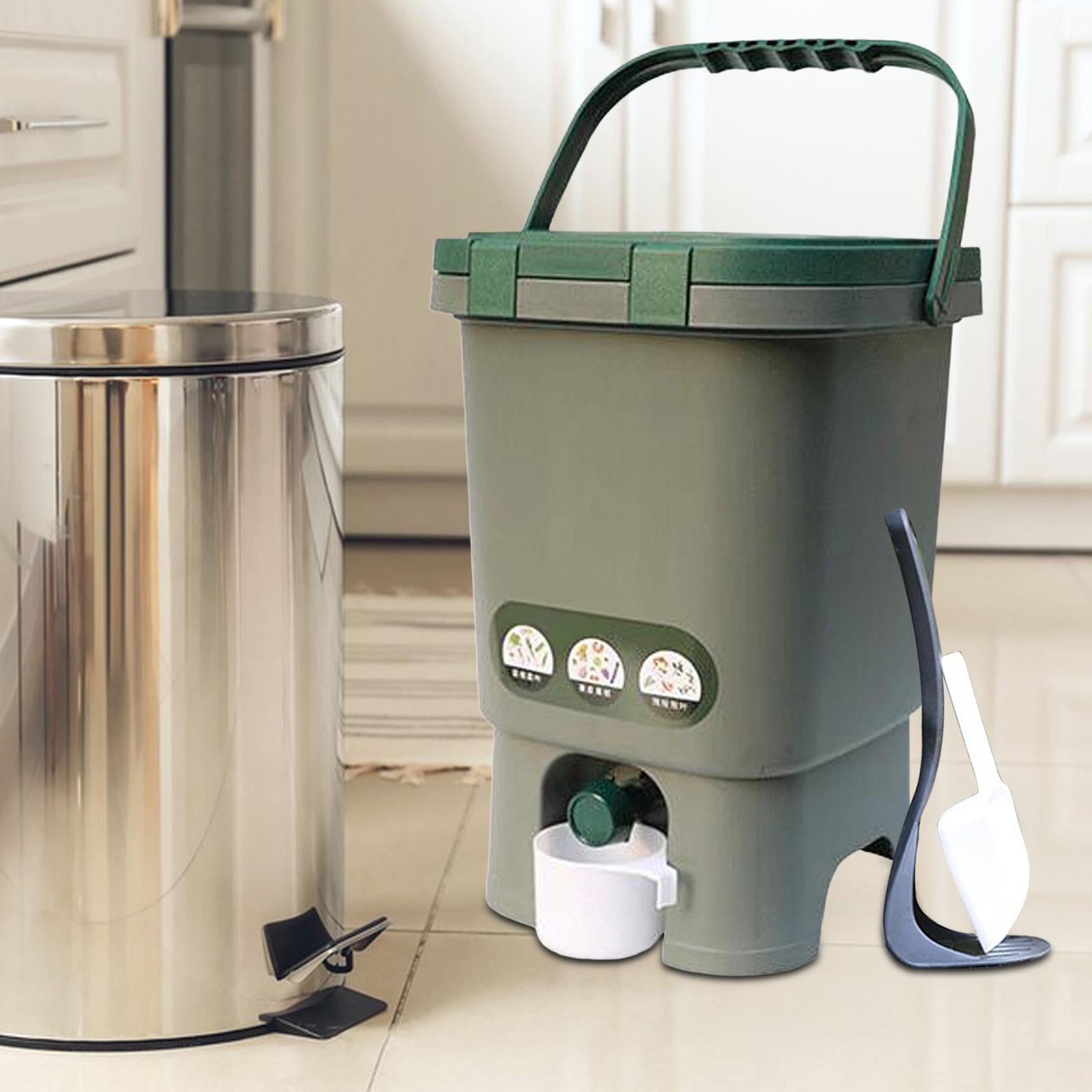 15L Kitchen Waste Compost Bucket Portable Durable Trash Can Sealed ...