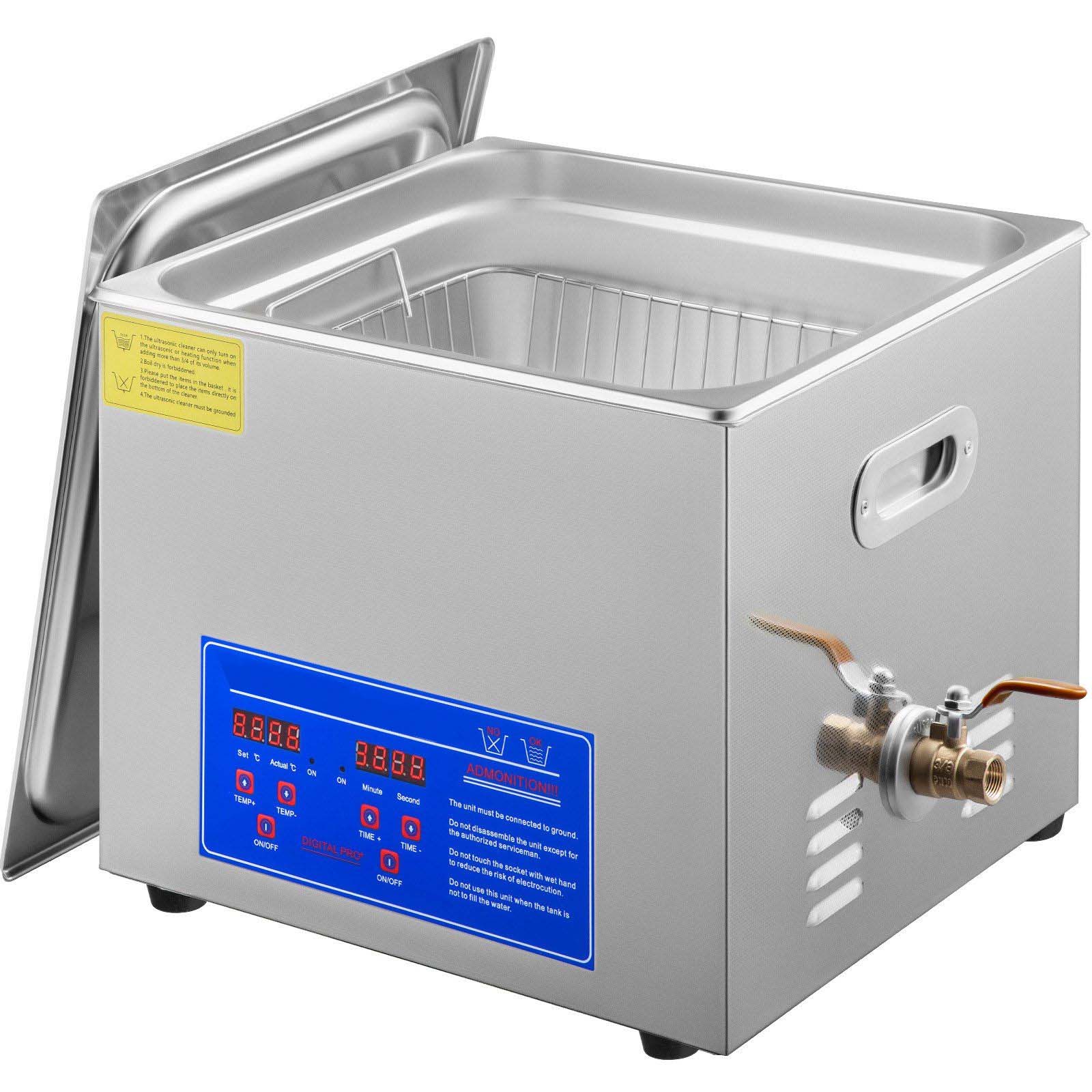 15L Ultrasonic Cleaner with Digital Timer & Heater, 40kHz Professional ...