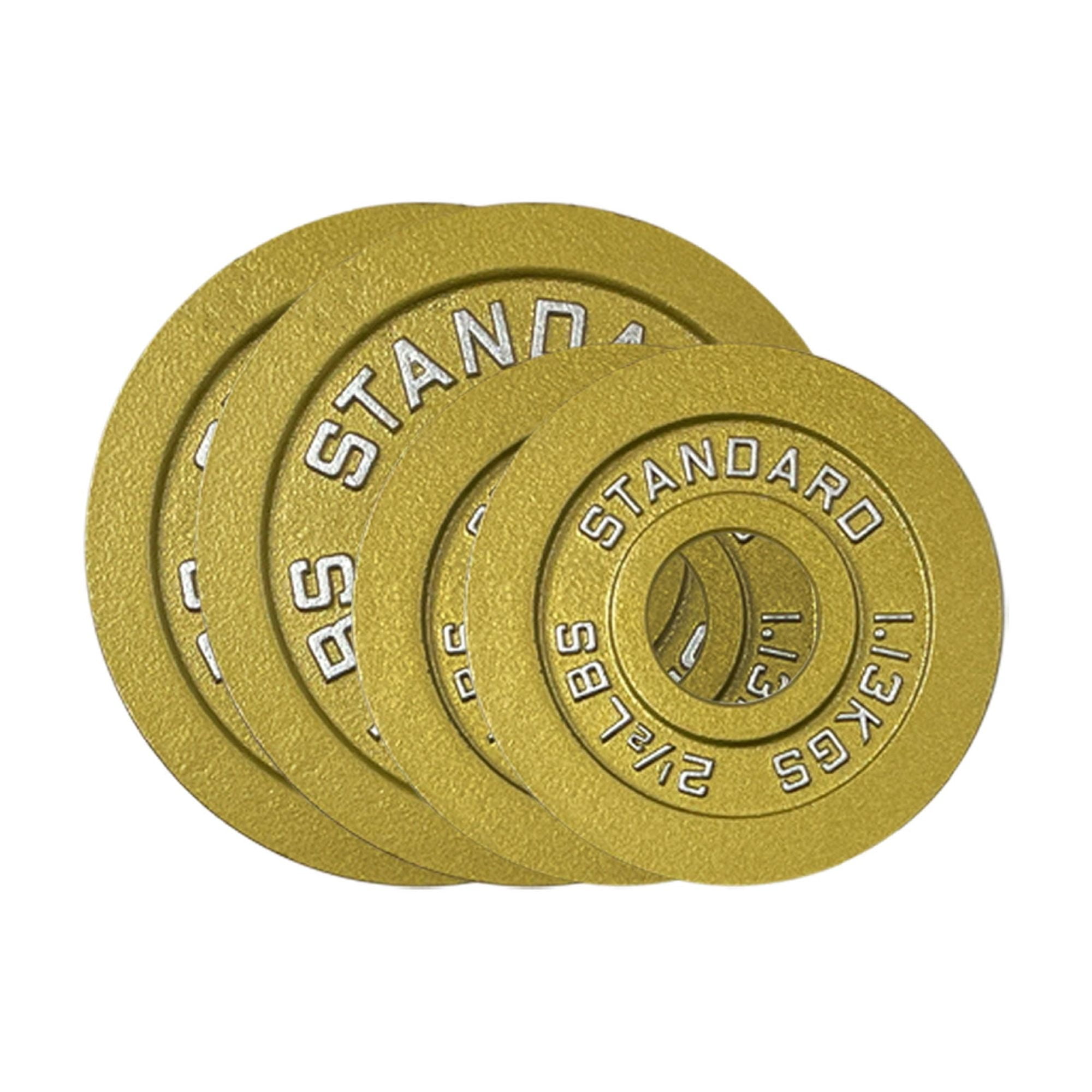 15LB Gold Olympic Steel Plate Set - 2x 5lb & 2x 2.5lb 2 Inch Barbell ...
