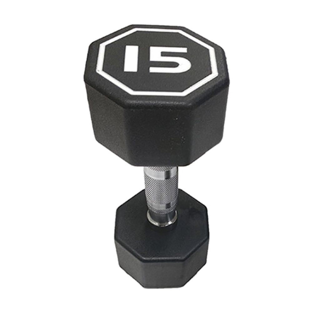 15LB Premium Octagonal Dumbbell with Hard Chrome Knurled Handle ...