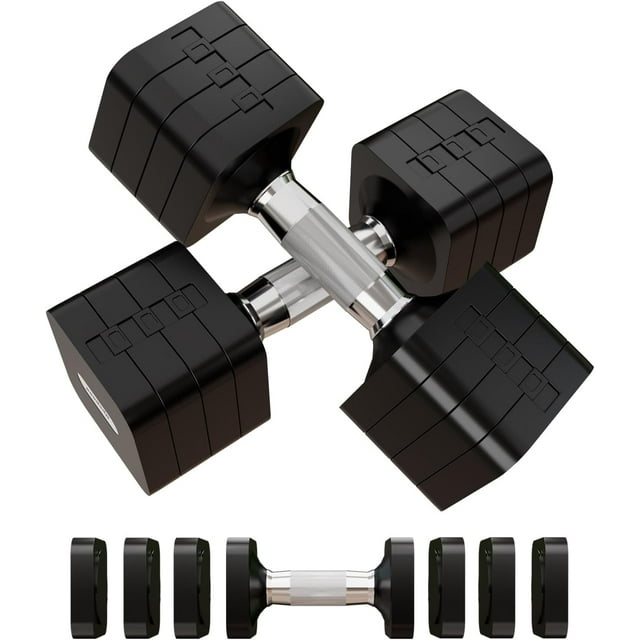 15LBS 20LBS 50LBS Adjustable Dumbbell Set, 4 in 1 Free Weights ...