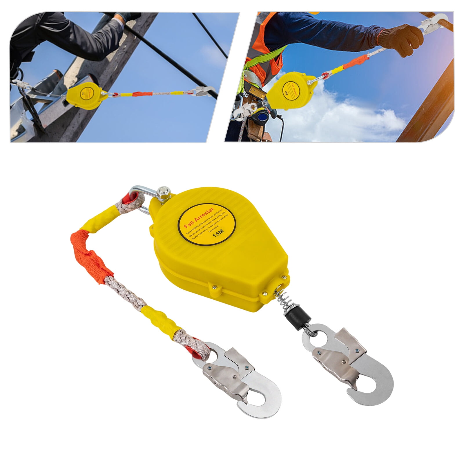 15M Modern Yellow Safety Fall Arrester Self Retracting Lifeline 10.2*6. ...