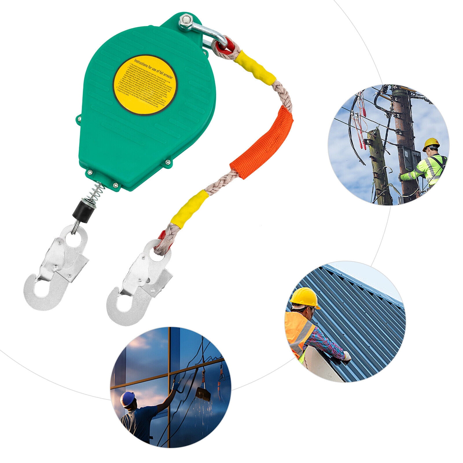 15M Self Retracting Lifeline Lanyard Fall Arrester Fall Protection W ...
