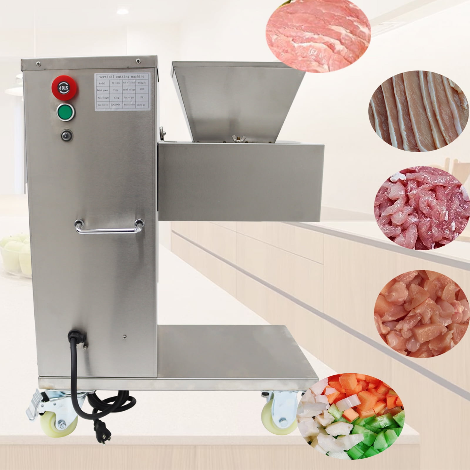15MM Blade Meat Slicer Cutter Machine Stainless Steel Commercial Home ...