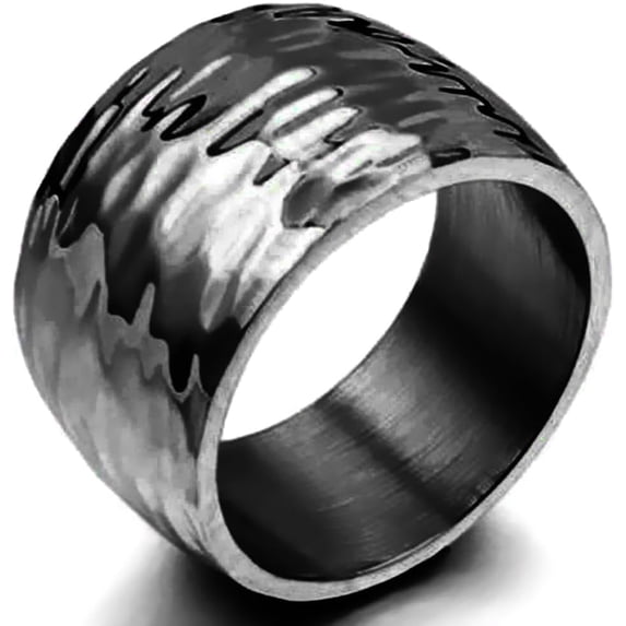 15MM Stainless Steel Classical Simple Plain Hammered Surface Wedding ...