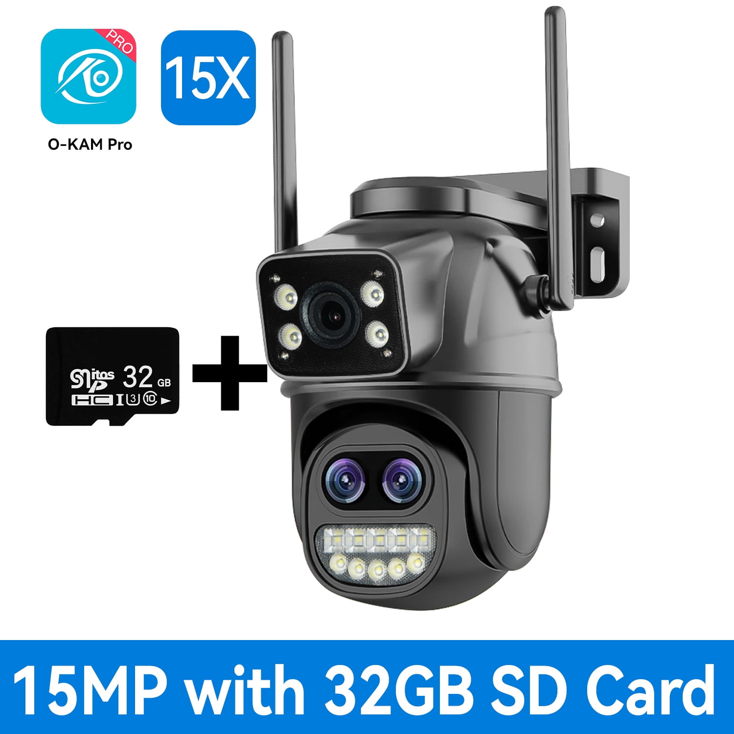 15MP WiFi Surveillance Camera, Three Lens , 10X Digital Zoom, Color ...