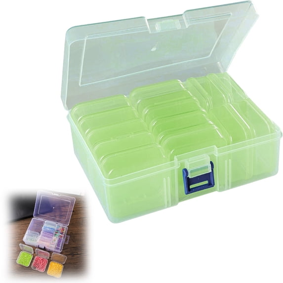 15PC Clear Bead Storage Container, Bead Organizer Box, Hinged Lid Craft ...