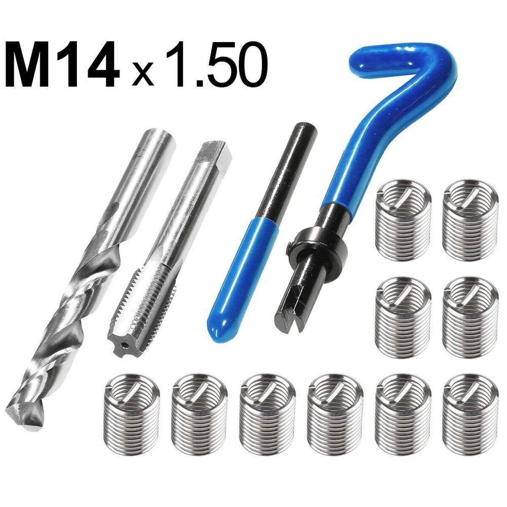 15PC M14*1.5 Thread Repair Insert Kits HSS Drill & Tap Thread Insert ...