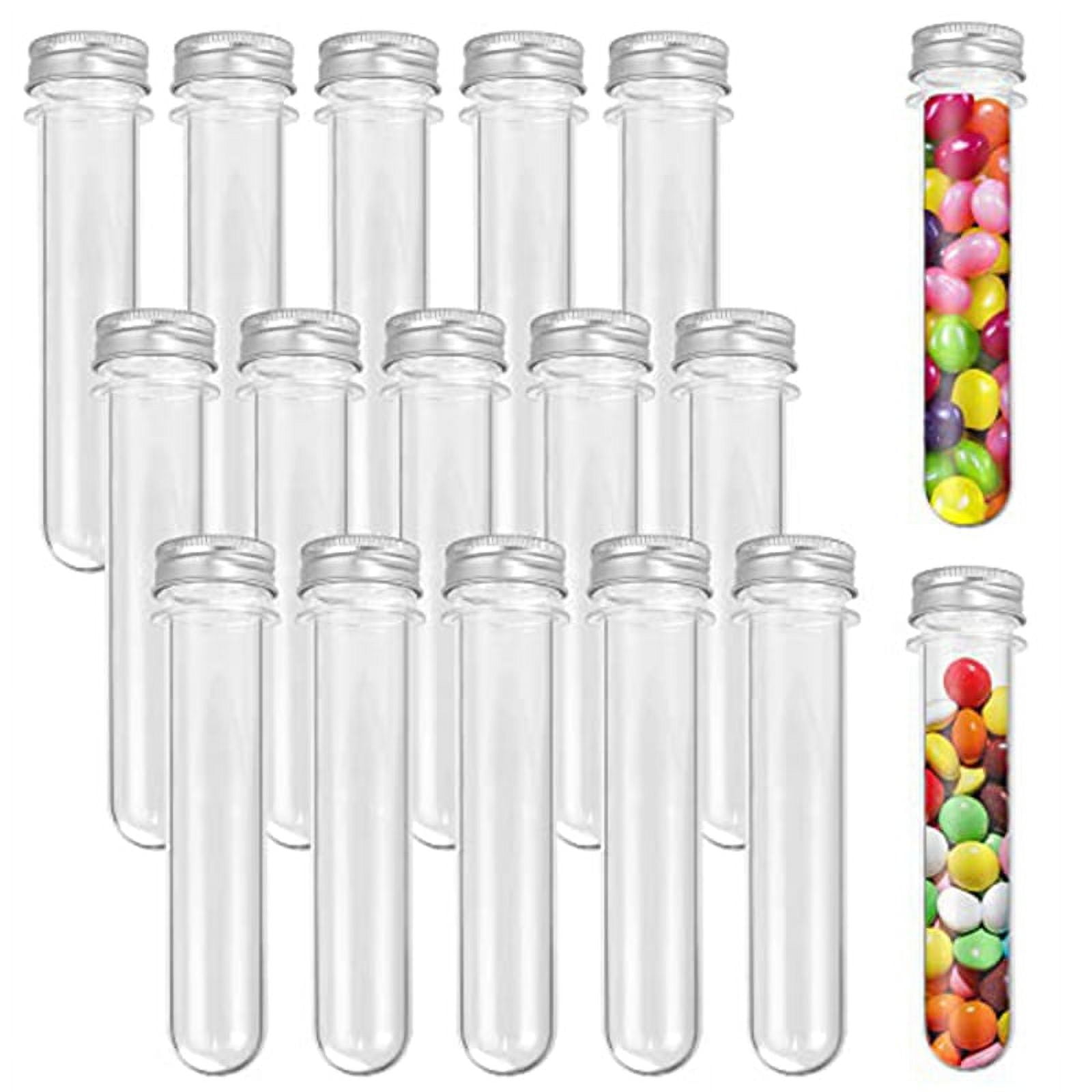 15PCS 100Ml Clear Plastic Test Tubes with Screw Caps and 1 Cleaning ...