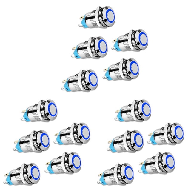 15PCS 12mm Latching Push Button Switch High Round Cap, Waterproof Metal ...