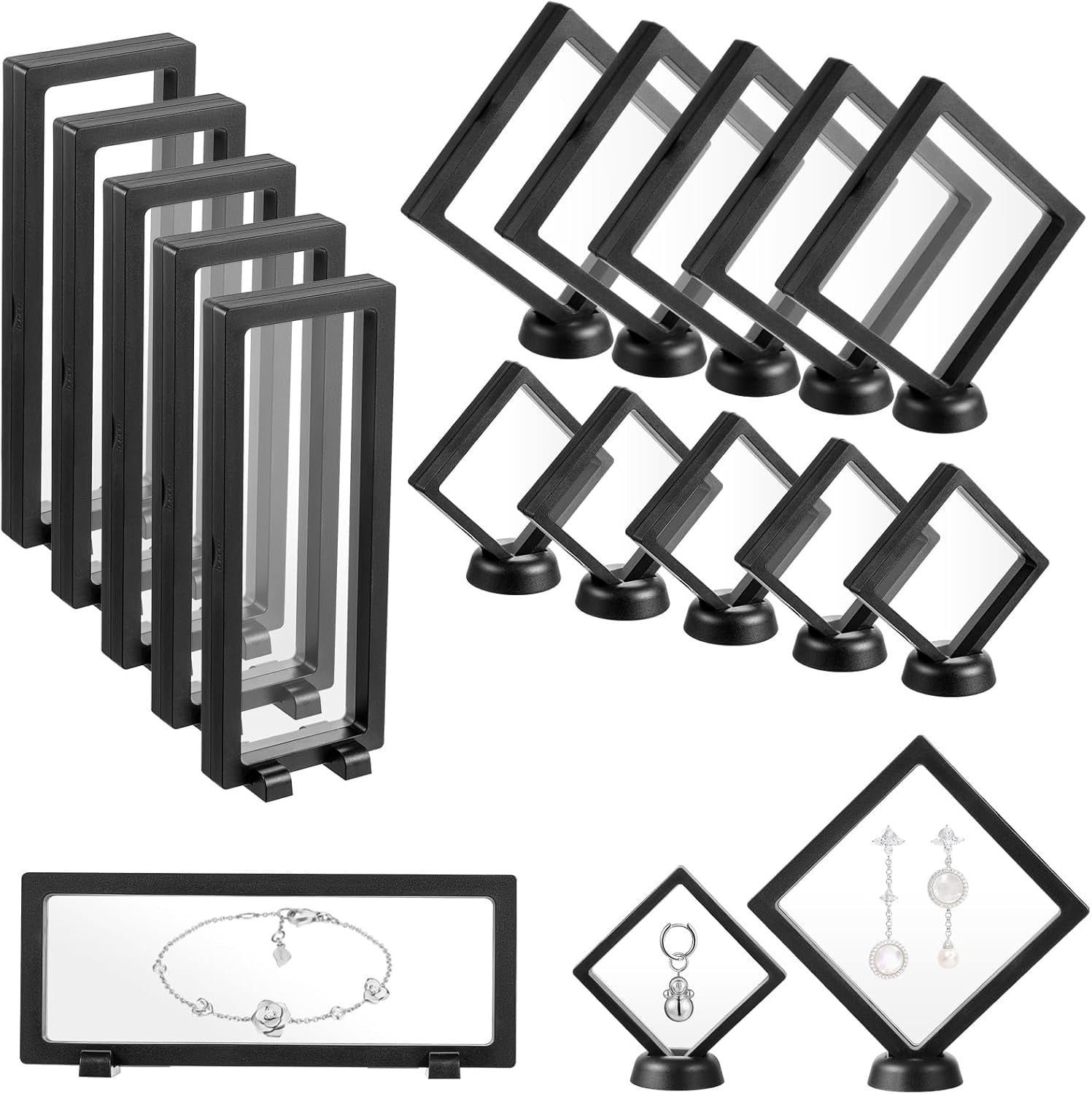 15PCS 3D Floating Display Case, 3 Sizes Coin Display Stand Holder ...