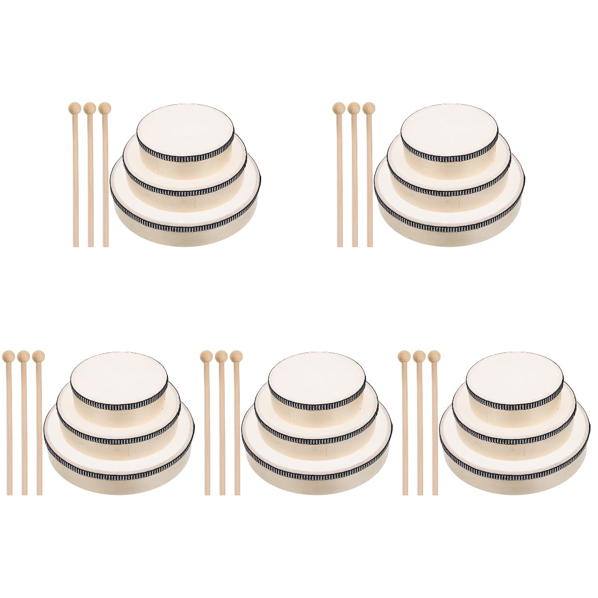 15PCS 6/8/10 inch Tambourine Hand Held Wood Metal Jingles Musical ...