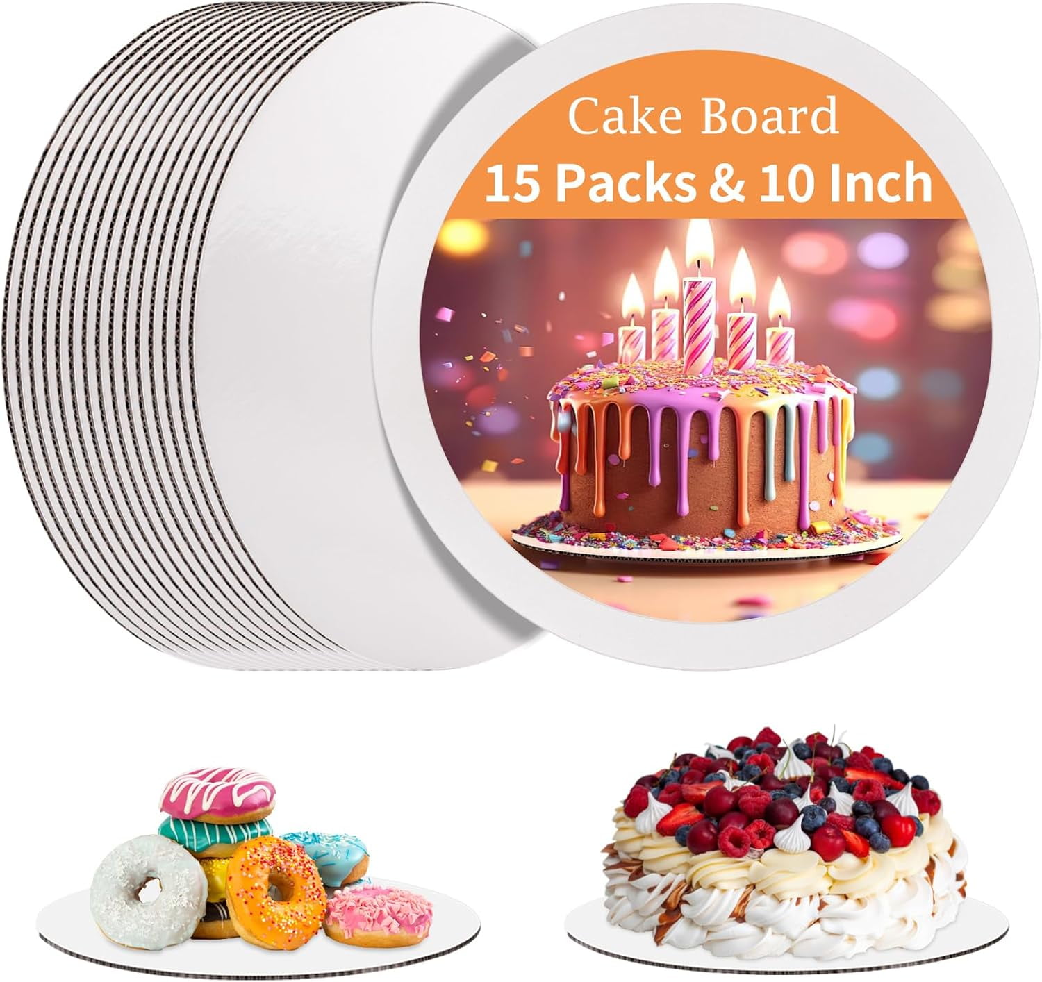 15PCS Cake Boards 10 inch round， White Cake Board Rounds，White Cake ...