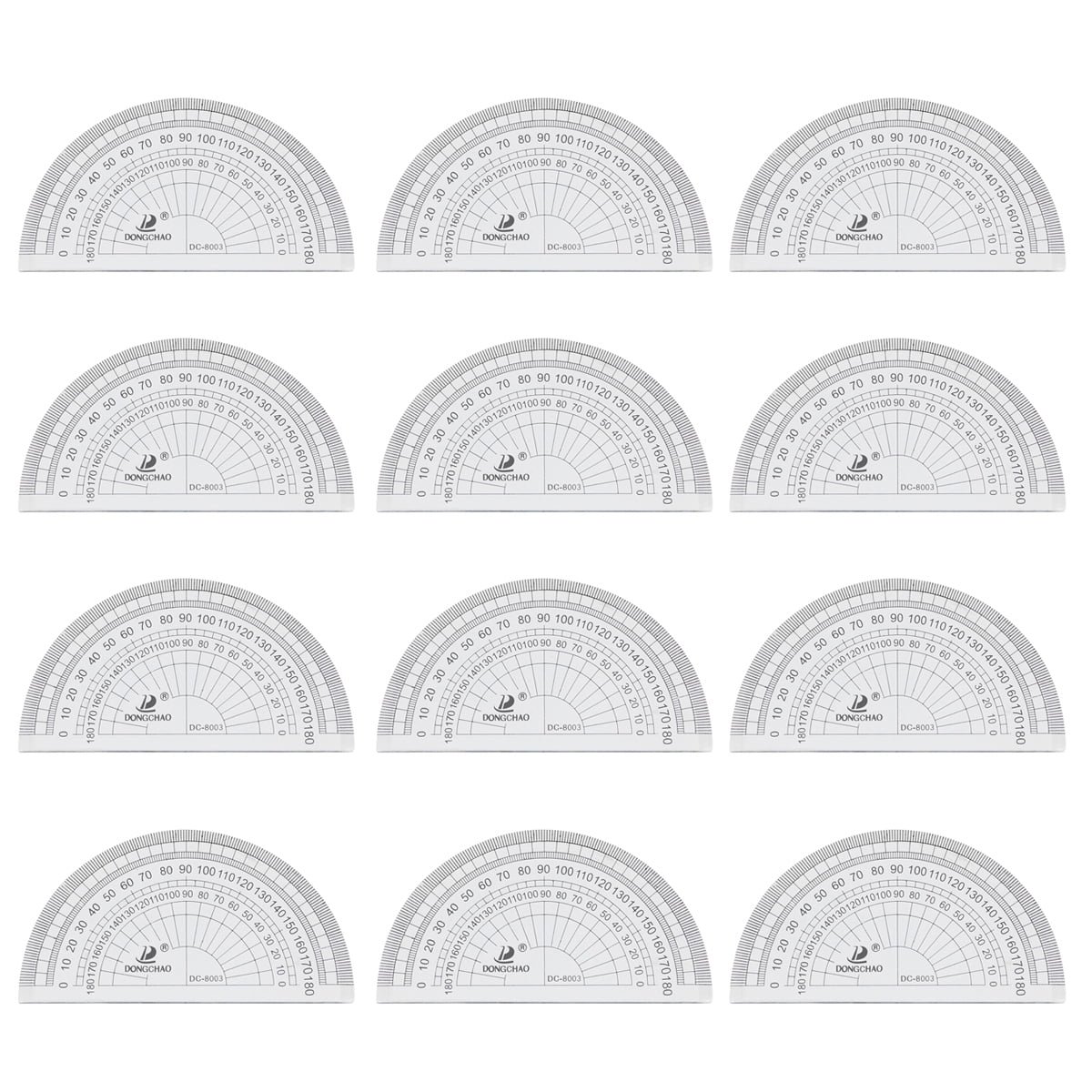15PCS Clear Plastic Protractor Math Protractor 180 Degree Protractor for Angle Measurement ...