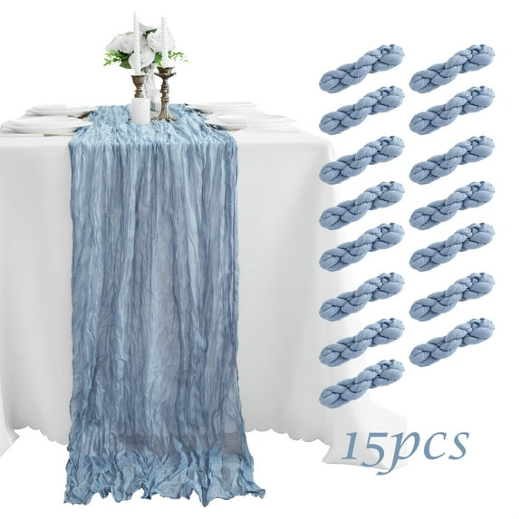 15PCS Elegant Balinese Pleated Table Runner - Solid Color Cheesecloth ...