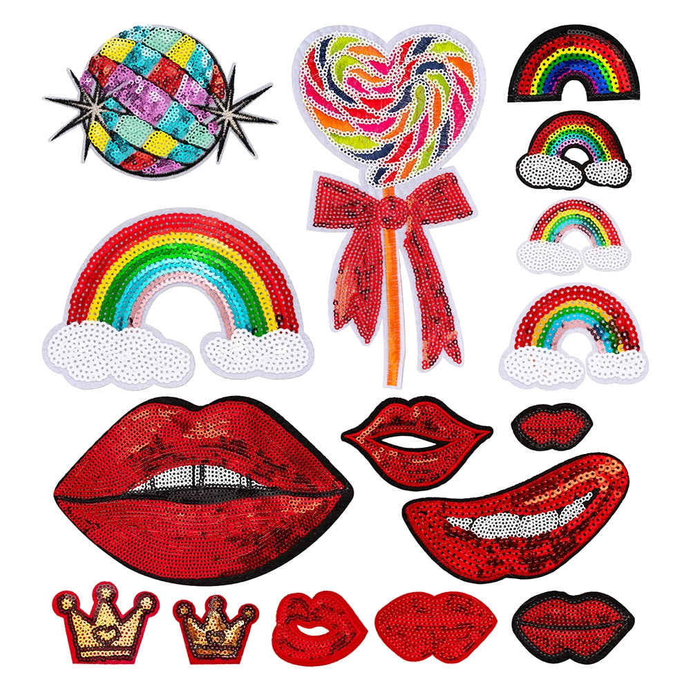 15PCS Fun Sequin Iron On Patch Set – Soccer, Sunglasses, Planet ...