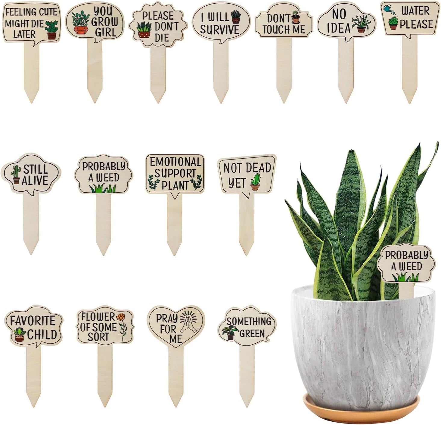 15PCS Funny Plant Stakes, Plant Signs for Indoor Plants, Garden Plant ...