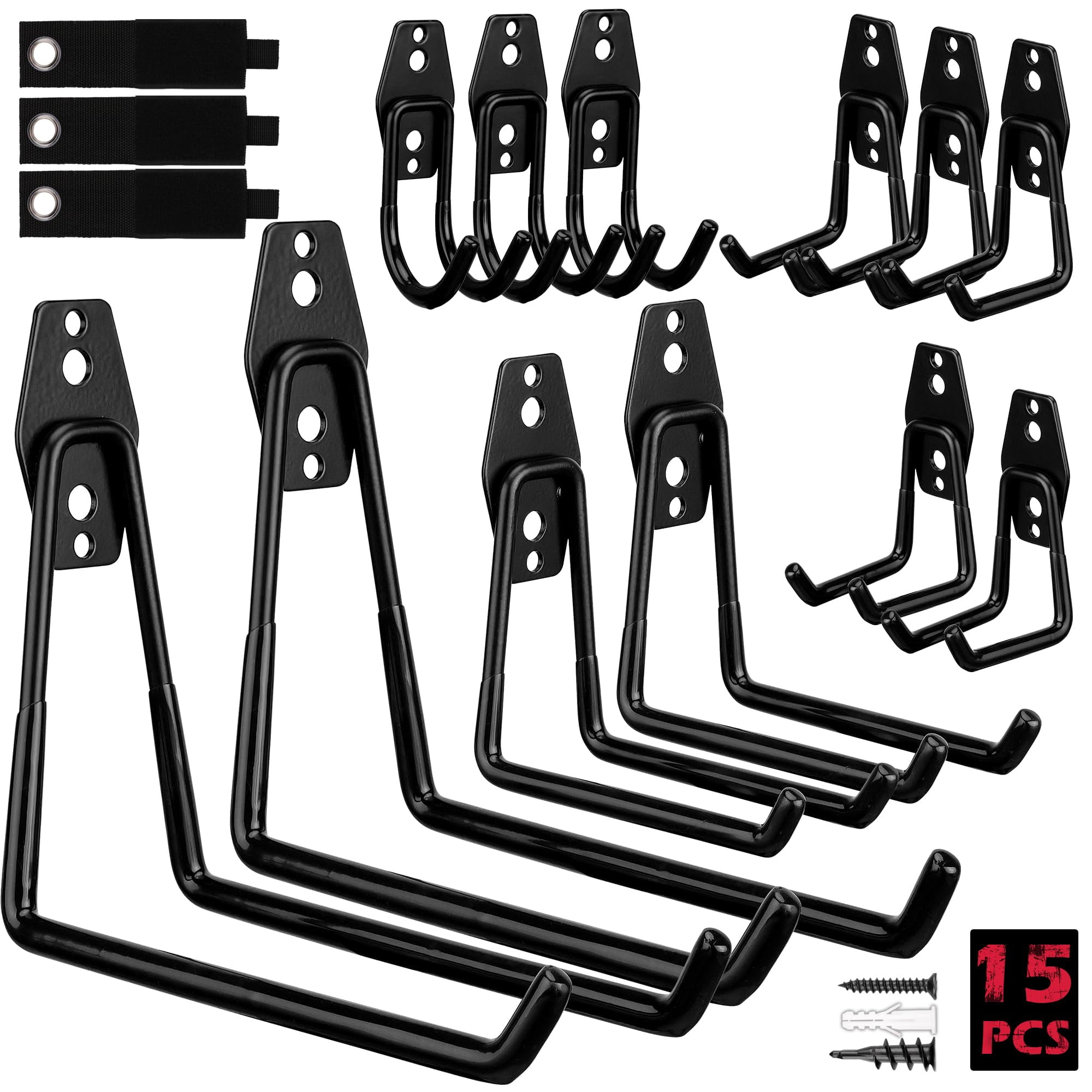 15PCS Garage Wall Hook Assortment, Heavy Duty Tool Hanger Organizer for ...