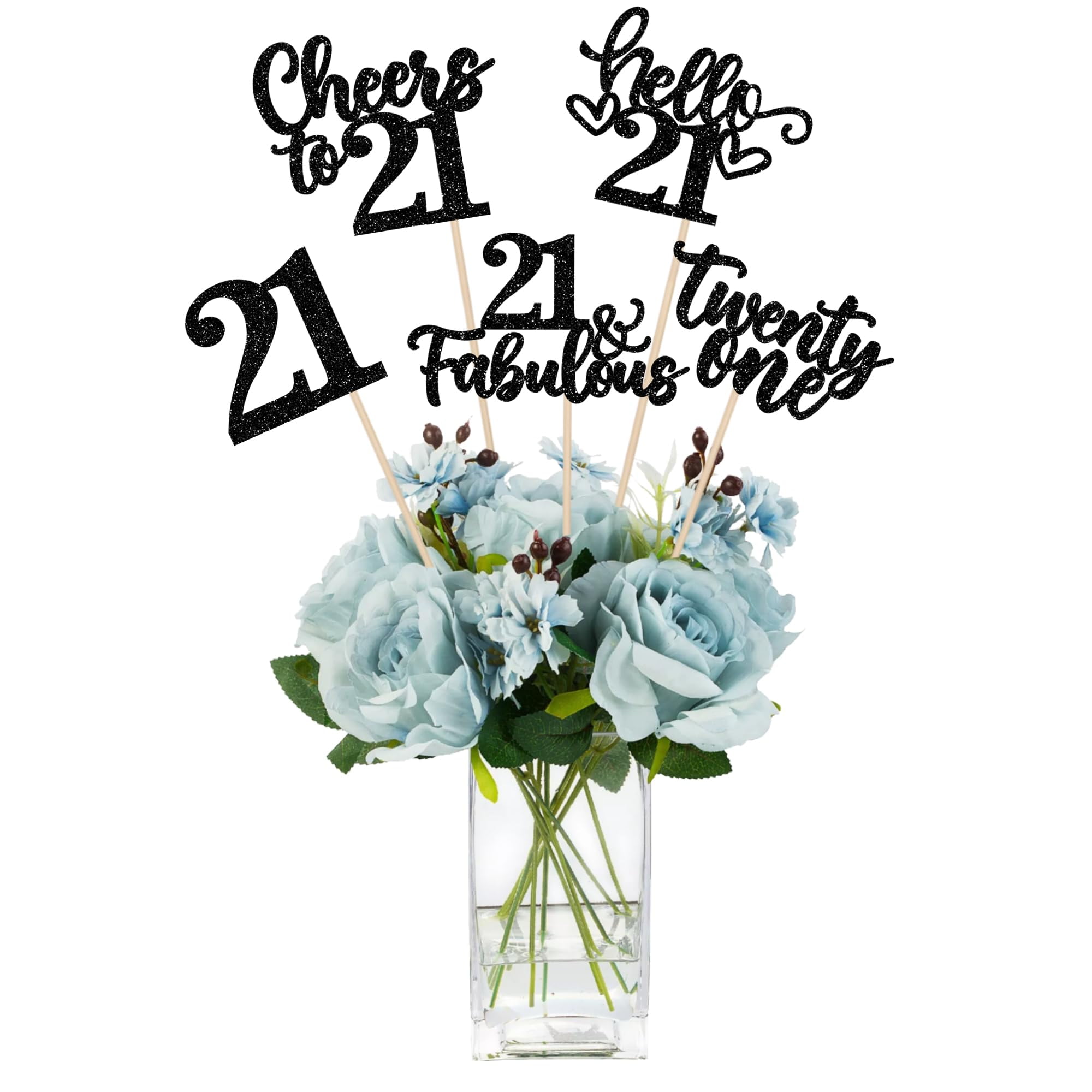 15PCS Happy 21st Birthday MMF7 Centerpiece Sticks Hello 21 21 Birthday ...