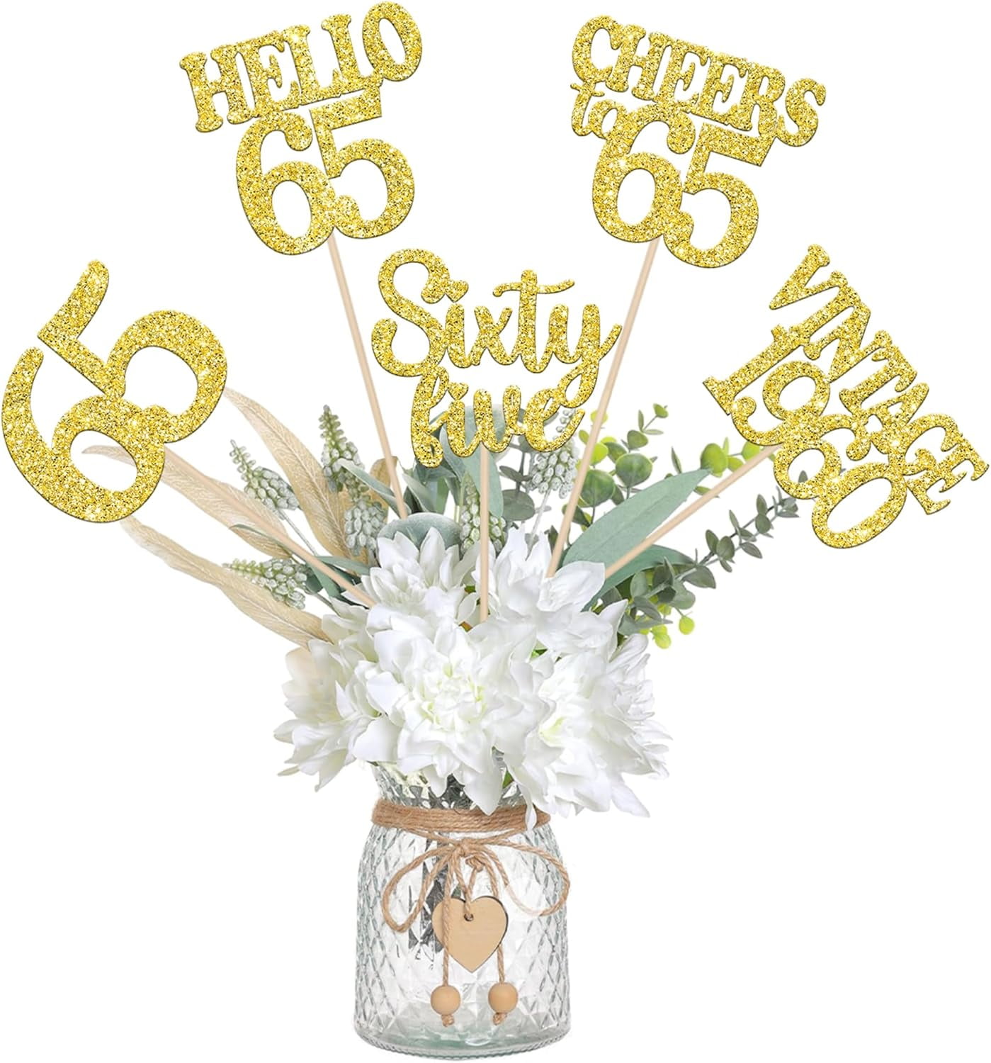15PCS Happy 65th Birthday Centerpiece Sticks Sixty Five Vintage 1960 ...