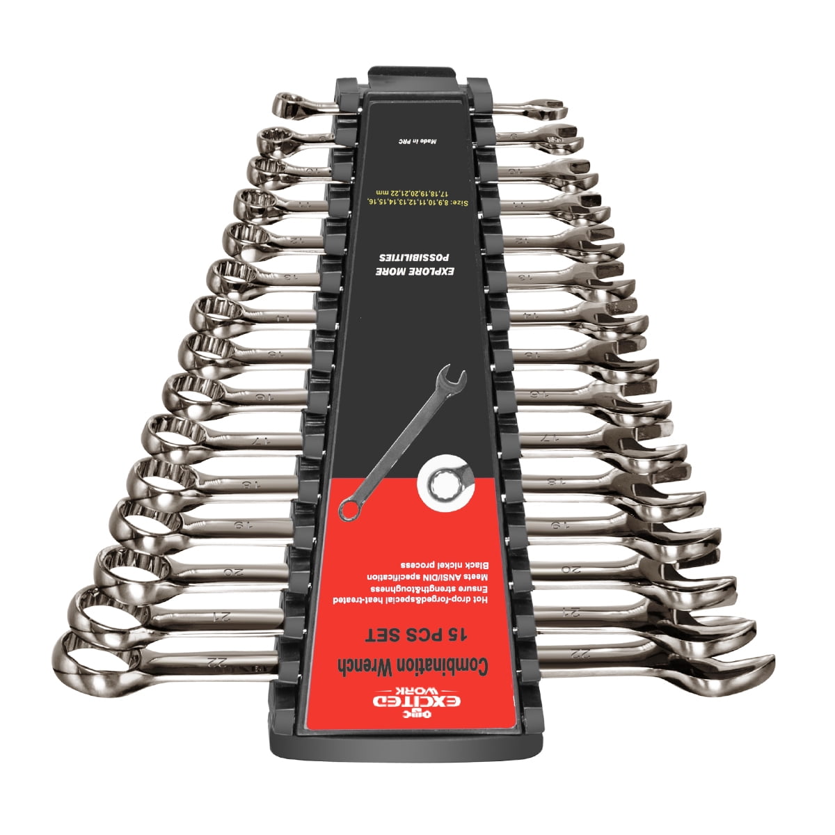 15PCS Mechanical Cr-V Ratchet Wrench Set, Professional Thin Metric Lock Rack Combination Wrench ...