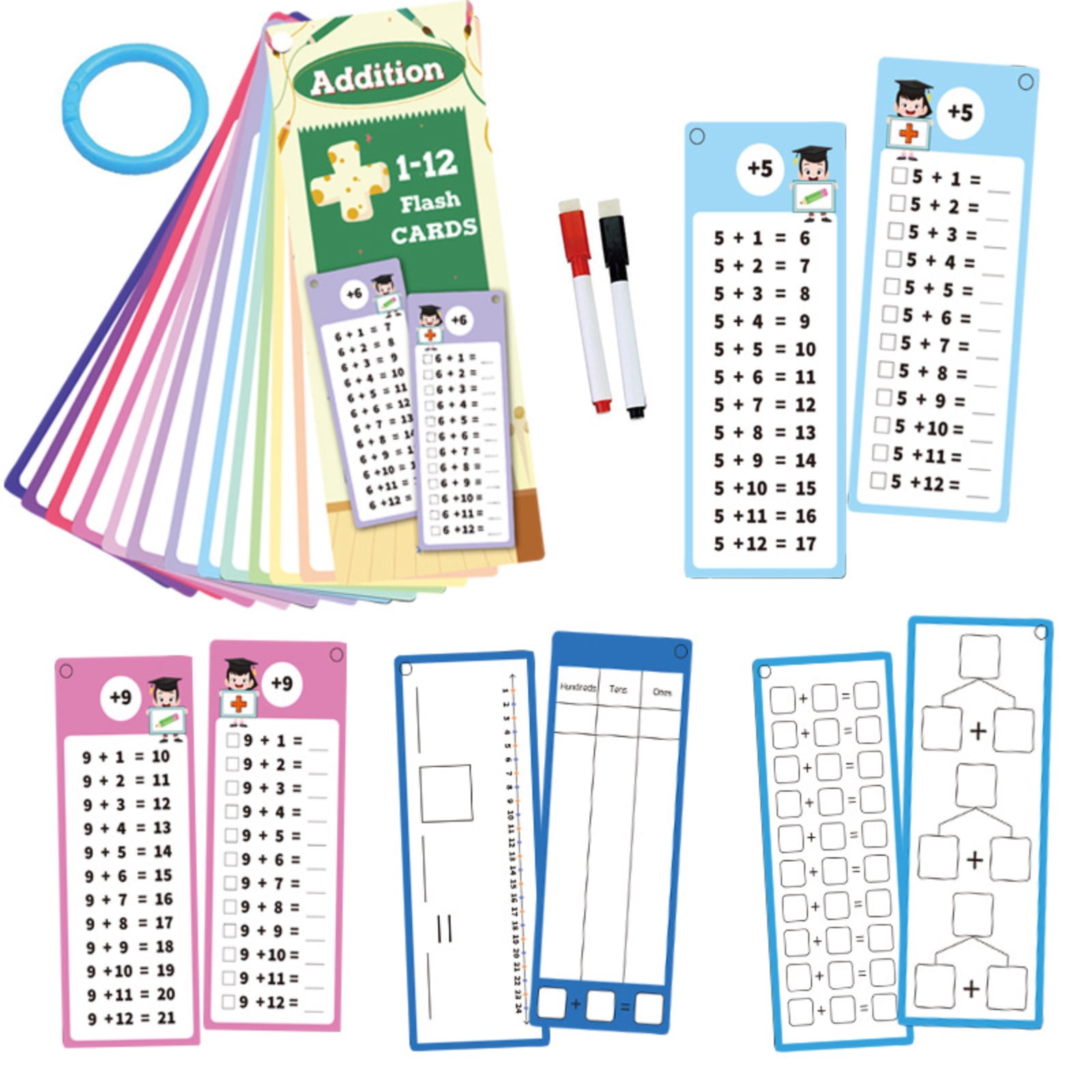 15PCS Reusable Multiplication Flash Cards&Division Flash Cards with 2 ...