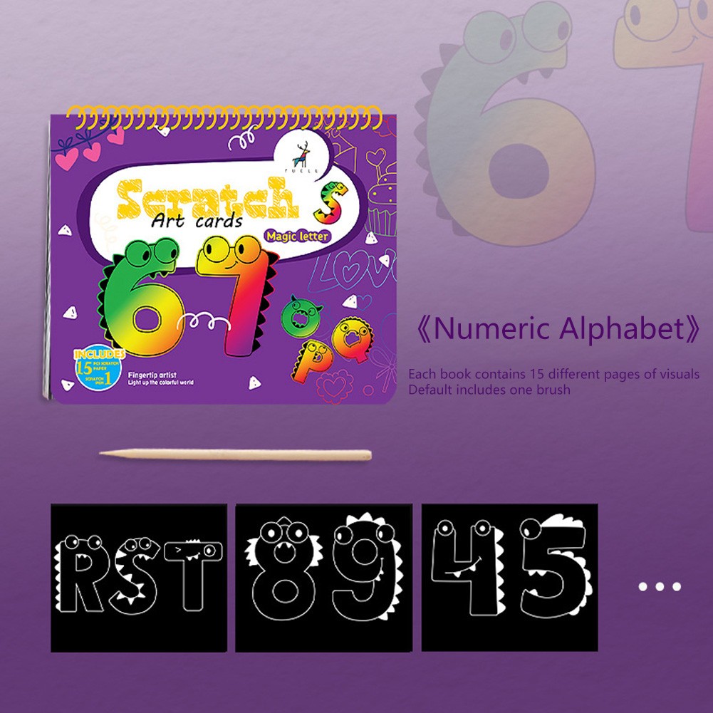 15PCS Scratch Paper Set with pattern Rainbow Off Scratch Paper Craft ...