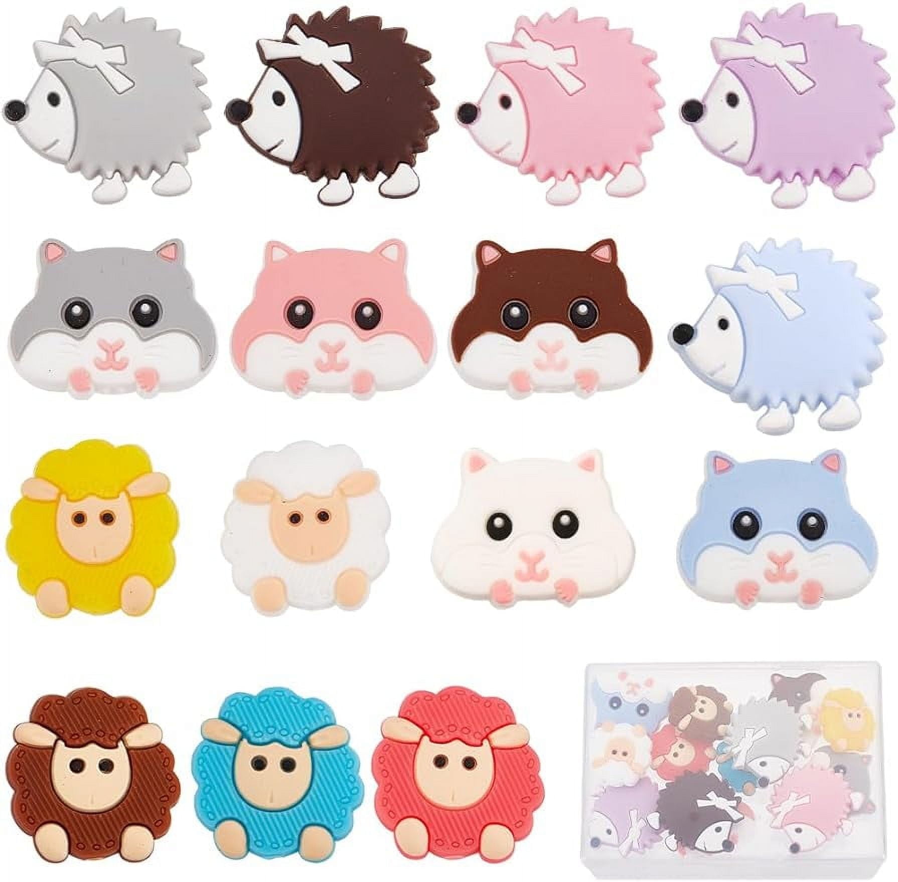 15PCS Silicone Animal Beads Bulk Silicone Bead Rubber Animal Focal ...