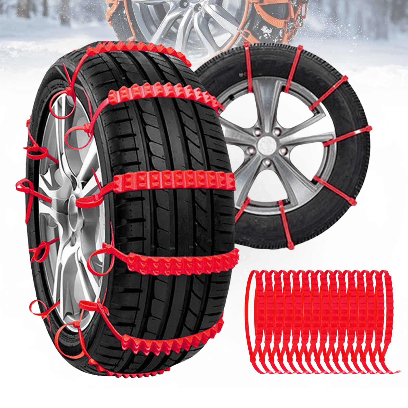 15PCS Snow Chains for Car Tires,Adjustable & Strong Grip Tire Chains ...