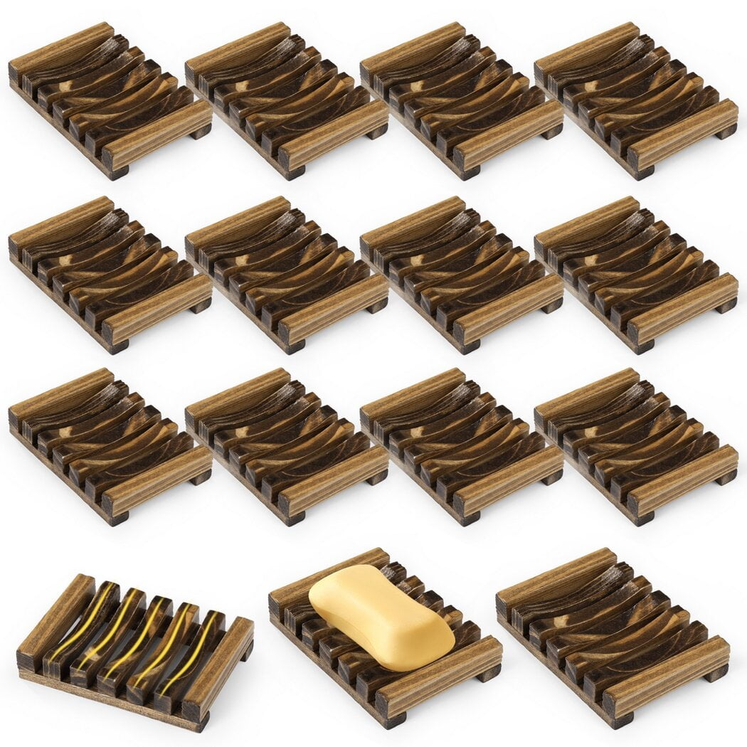 15PCS Soap Trays, Wooden Soap Drying Racks Holders, Hollowed Soap ...