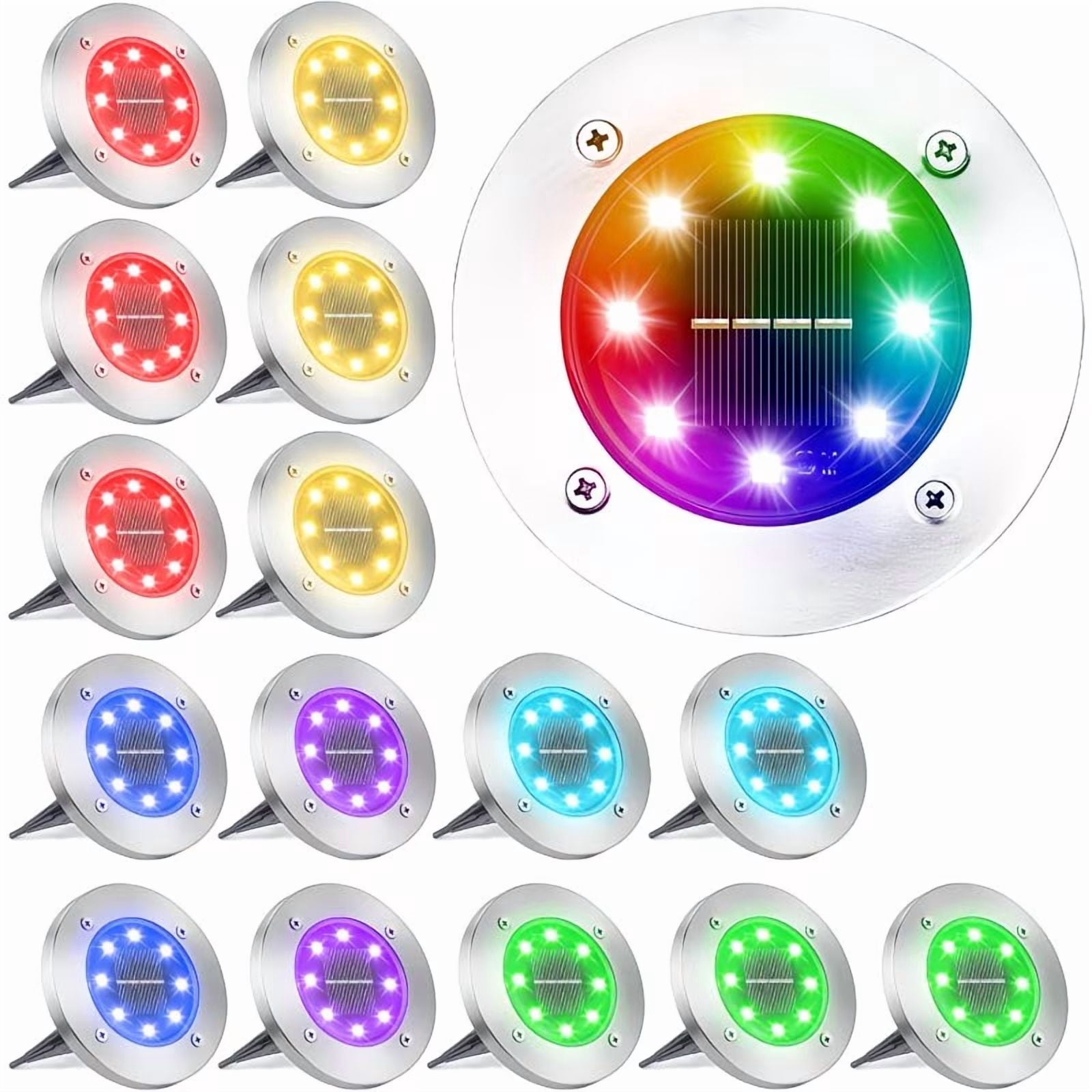 15PCS Solar Ground Lights, IP55 waterproof LED disk lights. Auto ...