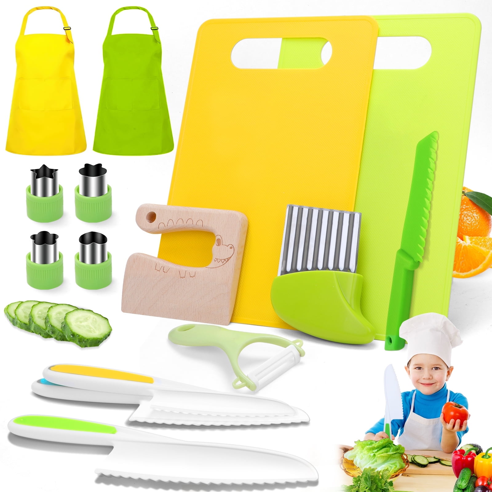 15PCS Toddler Knife Set, Kids Safe Knifes for Real Cooking, Montessori ...